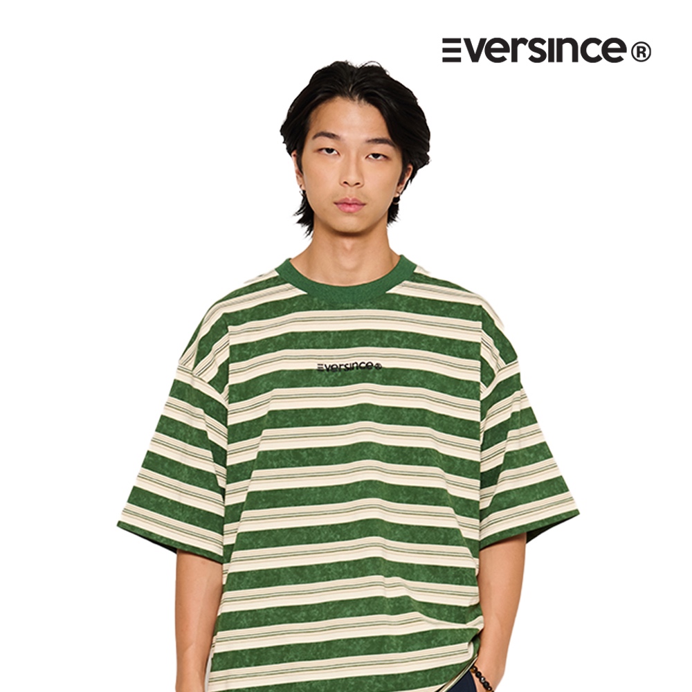 Eversince Grid Oversized Stripe T-shirt White Green Unisex | Shopee Malaysia