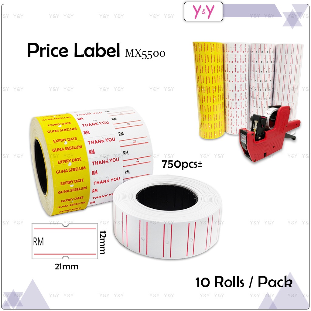 Price Label Tag Roll MX5500 10 Rolls / Price Sticker / Price Tag ...