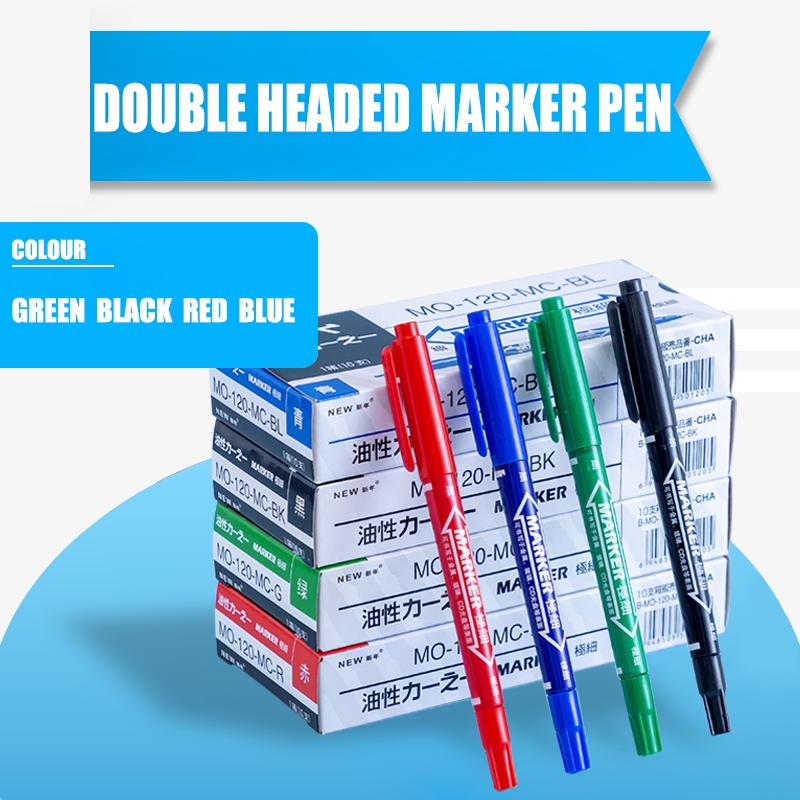 0.5/1mm Double Head Marker Waterproof Oily Ink Non-Permanent Markers ...