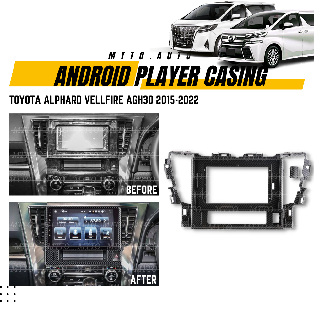 MTTO Toyota Alphard Vellfire AGH30 2015-2022 Interior 10 inch Carbon Fiber Android Player Casing ...