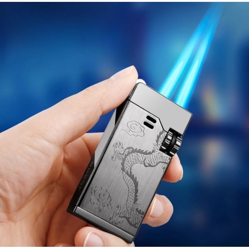 New Dragon Jobon Metal Double Jet Blue Flame ame Gas Lighter | Shopee ...