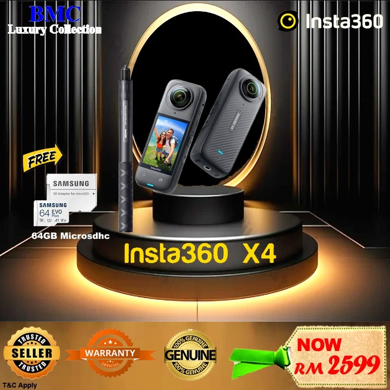 INSTA360 X4 with EvoPlus 64GB Memory Card + Invincible Stick (insta360 ...