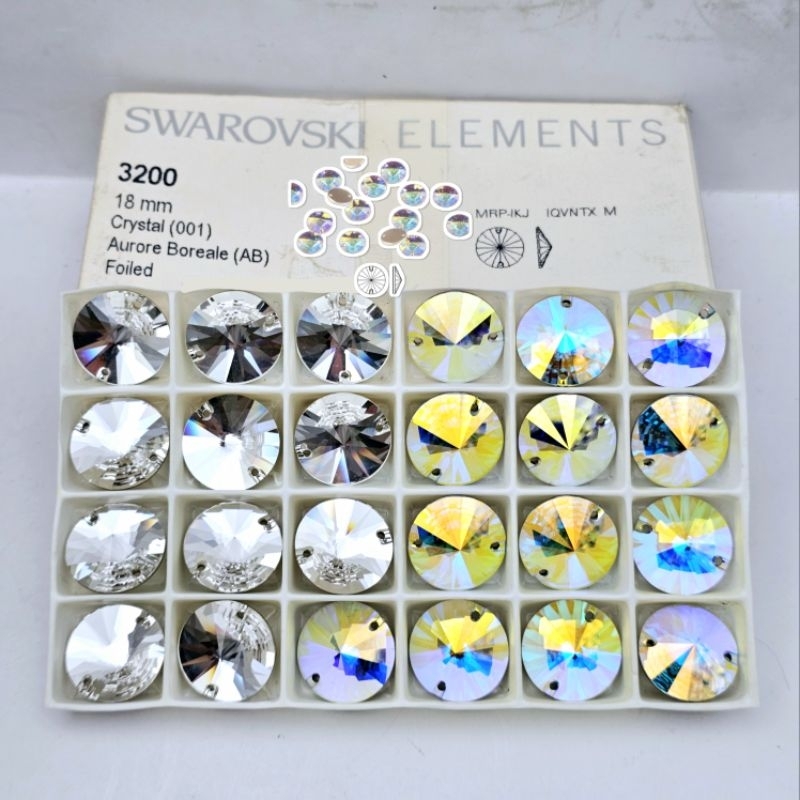 Swarovski Crystal Elements Round Sew On Crystal Stone (1pcs) | Shopee ...