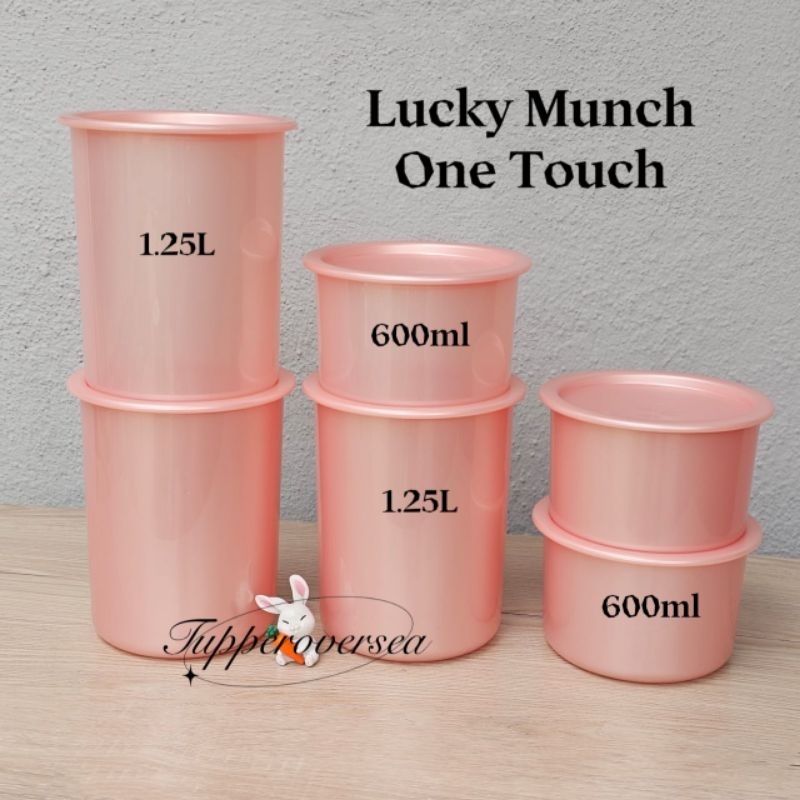 Tupperware Lucky Munch One Touch Set - 600ml / 1.25L - Rose Gold ...