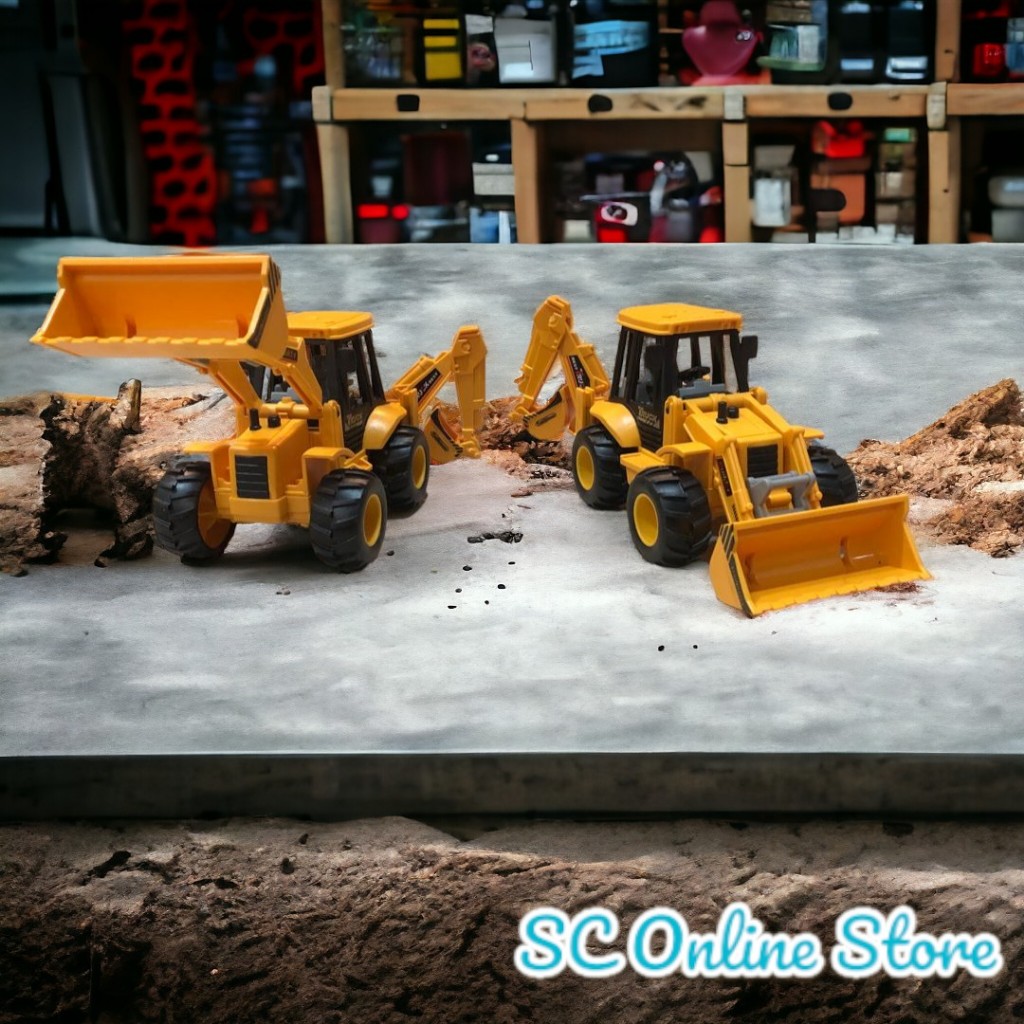 Mini Wheeled Backhoe| Scale Truck| Jengkaut Roda| Bulldozer| Kids ...