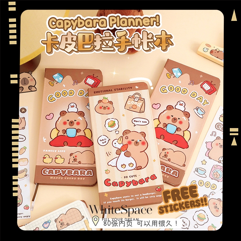 Whitespace 160pages Capybara Week Planner Cute Cartoon Girl Weeks Grid ...