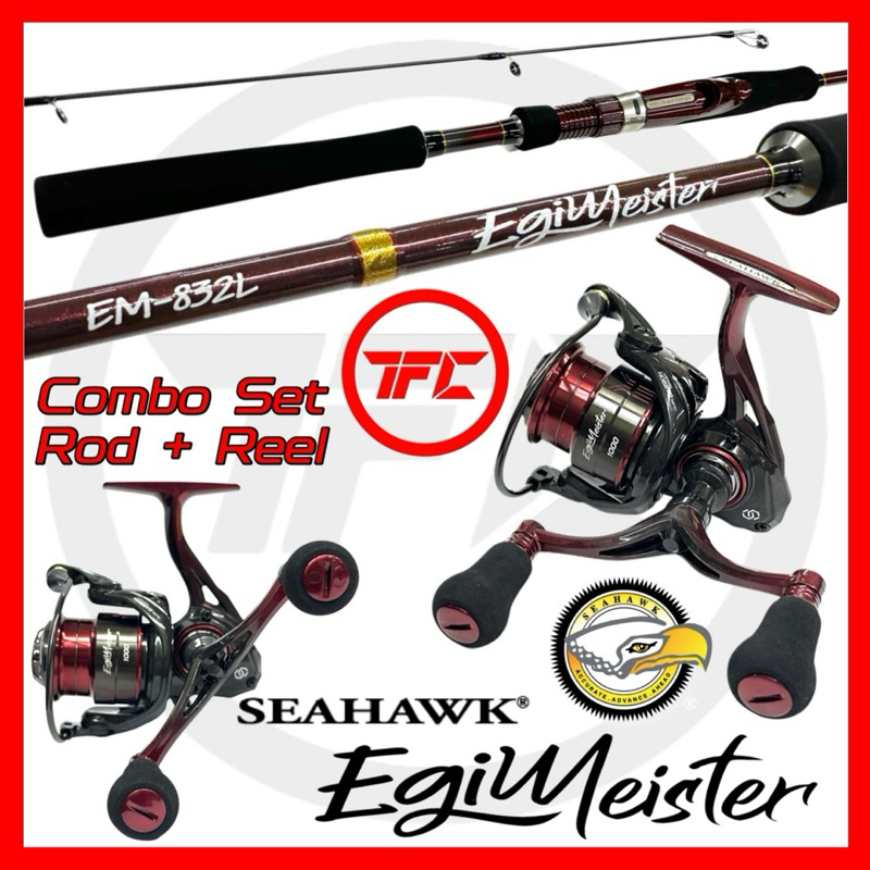 SEAHAWK EGI MEISTER COMBO SET Rod + Reel Joran Mesin Pancing Eging Squid Jig Candat Sotong ...