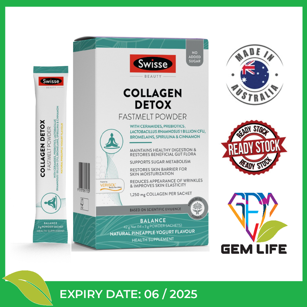 Swisse Beauty Collagen Detox Fastmelt Powder (3g X 14 Sachets) | Shopee ...