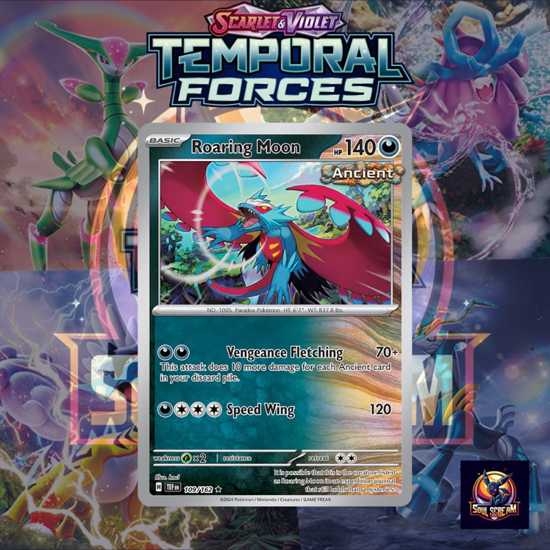 Pokemon TCG Roaring Moon Holo Rare & Reverse Holo Temporal Forces ...
