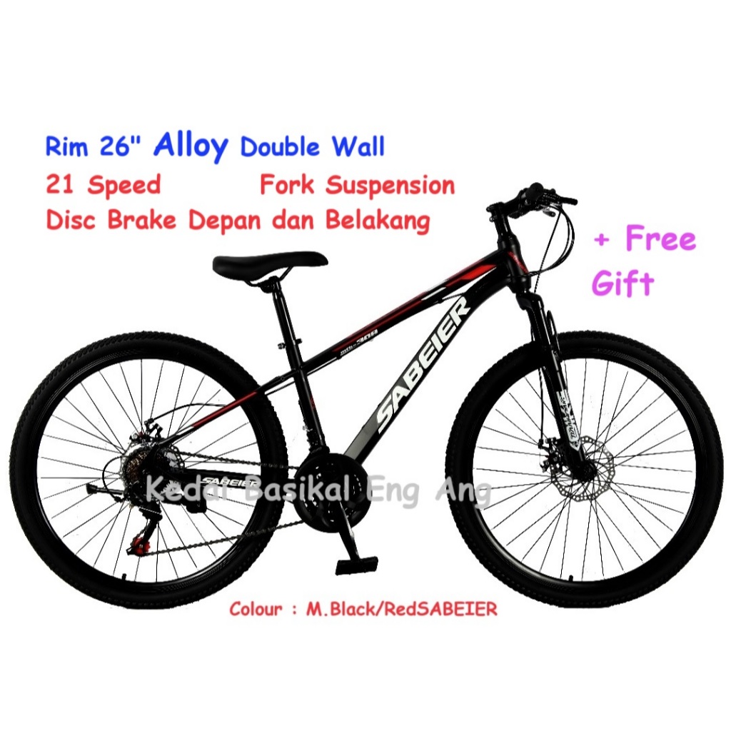 FREE GIFT HTG Mountain Bike 26" 21 speed, gear sesuai untuk budak dan ...