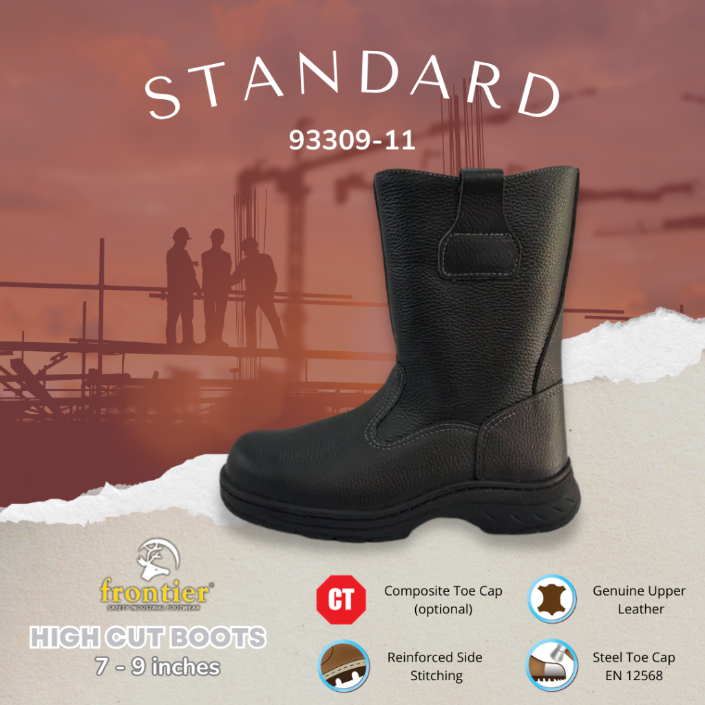 FRONTIER Safety Shoes 93309-11 Mid Cut Lace Black SIRIM JKKP DOSH ...