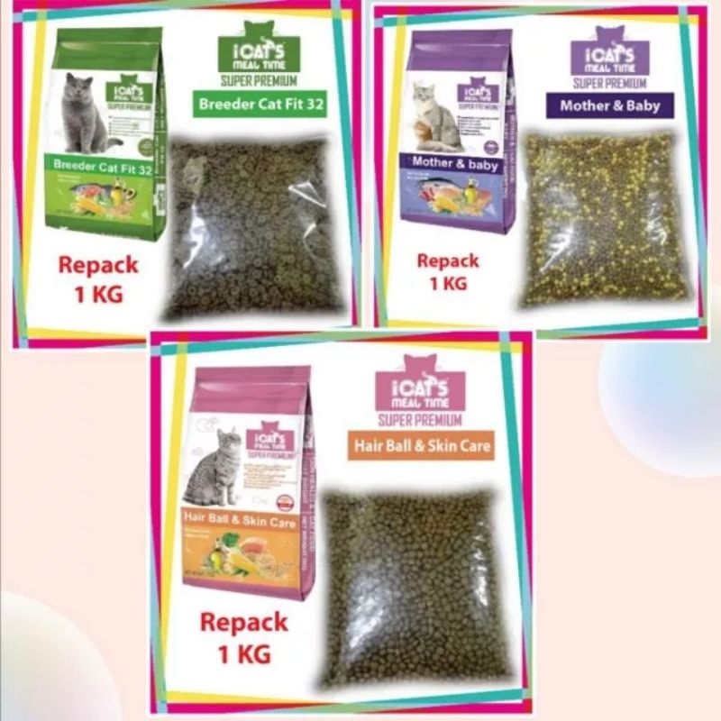 📣Offer!!! Icats Cat food (Repack 1kg) iCats Meal Time Cat Dry Food 7kg ...
