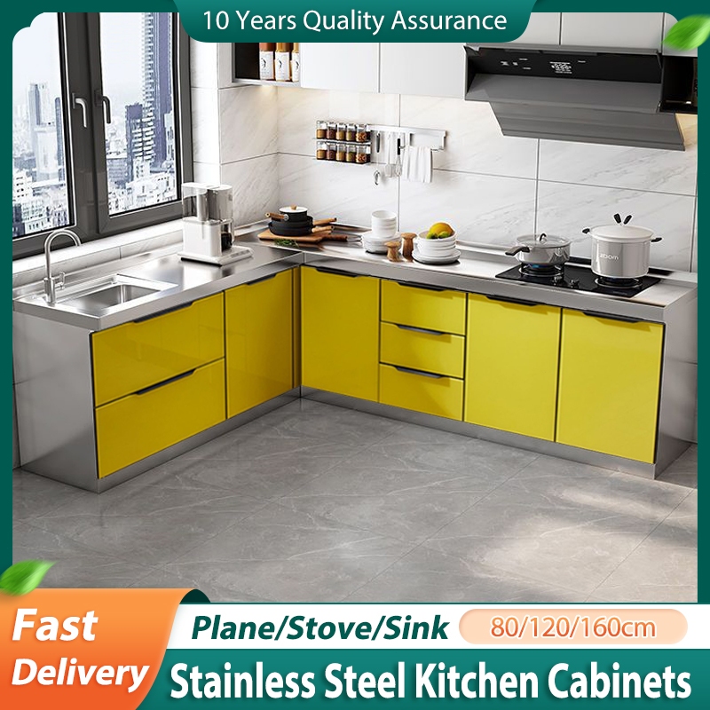 Simple stainless steel kitchen cabinet economical stovetops cabinets ...