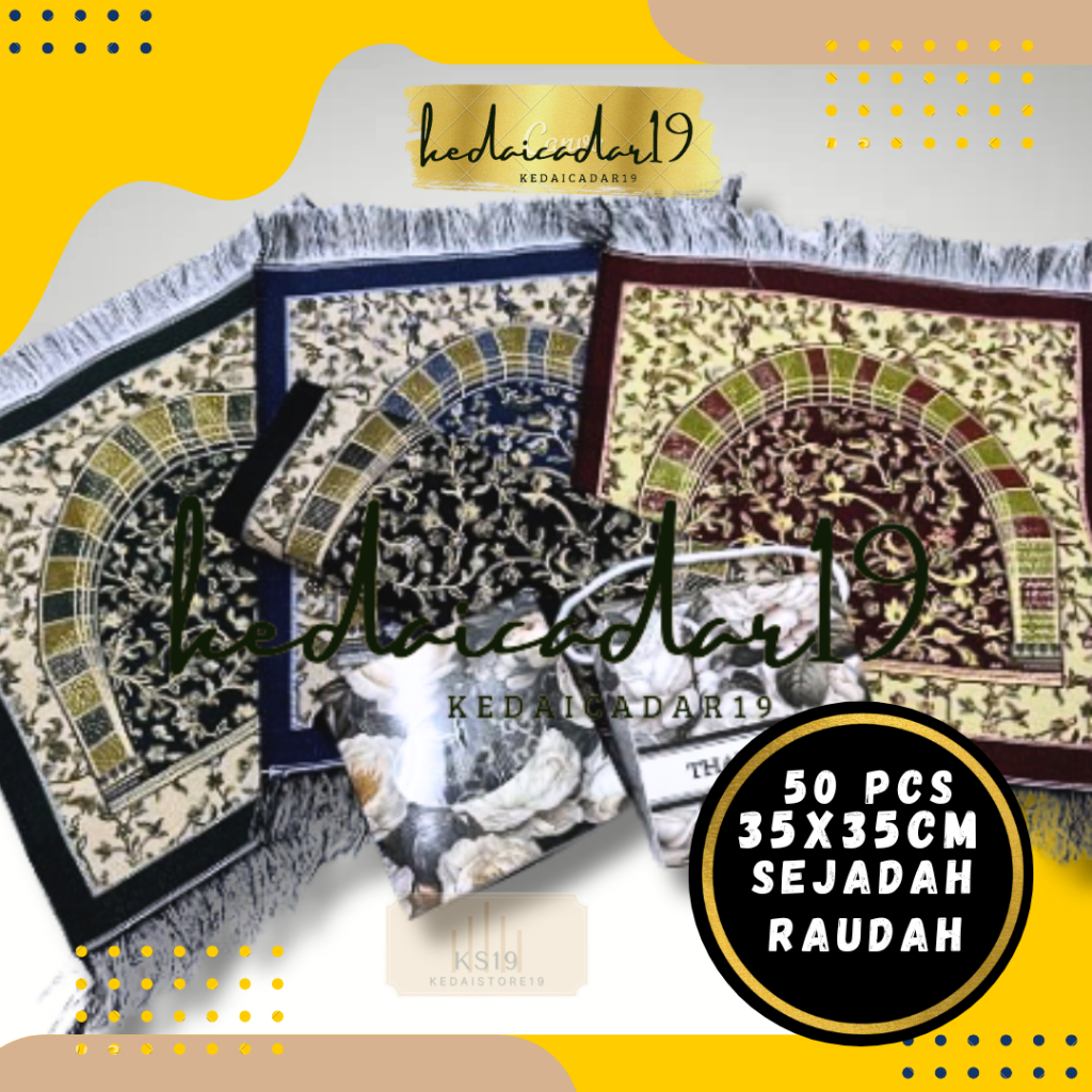 50 pcs MINI SEJADAH MUKA RaUdah TENUN TURKI 35*35cm WITH BOX HIGH ...