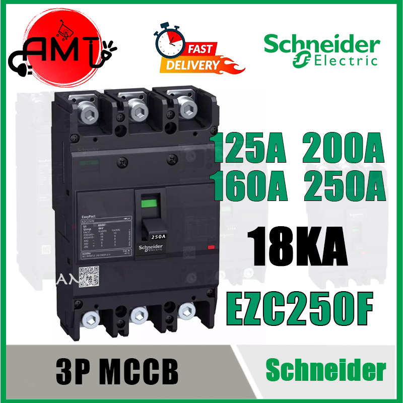 SCHNEIDER EZC250F 3P MCCB 18KA 125A 160A 200A 250A | Shopee Malaysia
