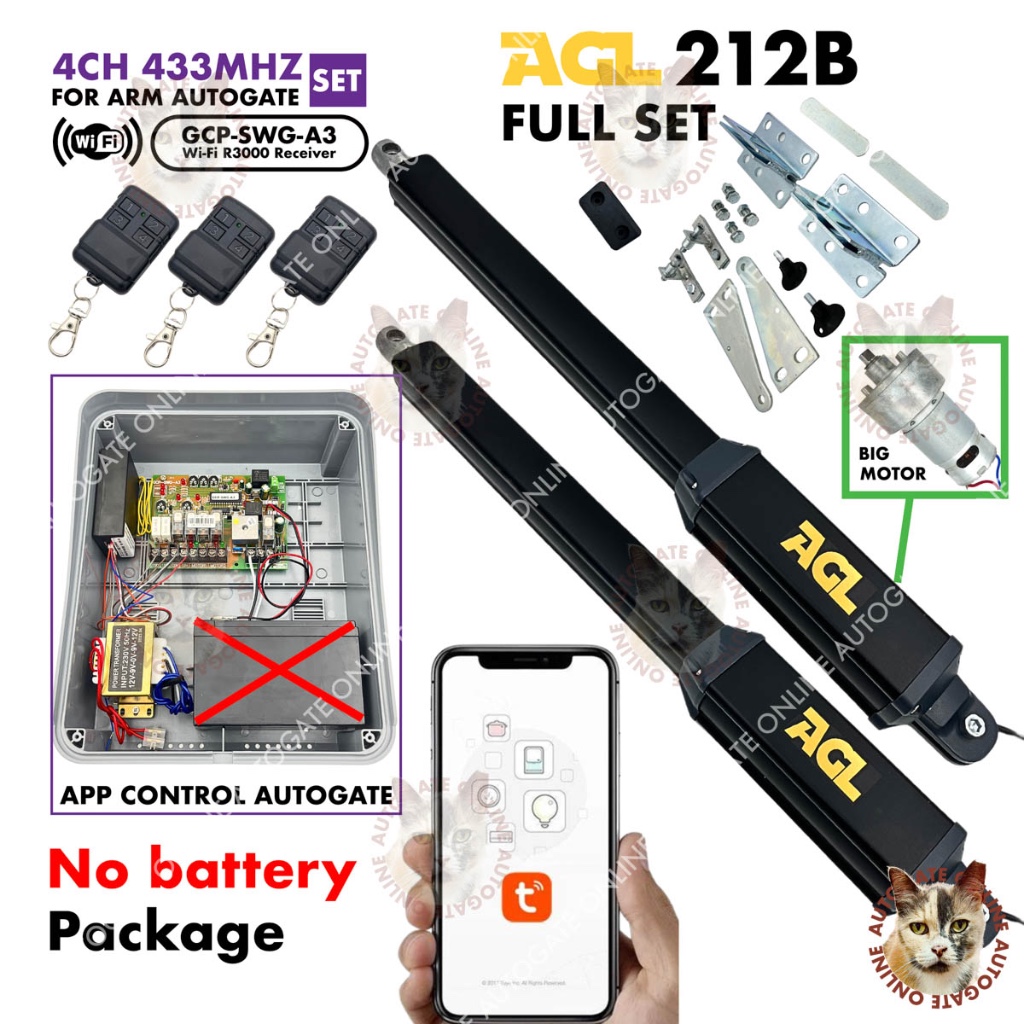 AGL 212B ( 4CH 433MHZ ) ( FULL SET ) SWING ARM AUTOGATE HEAVY DUTY ...
