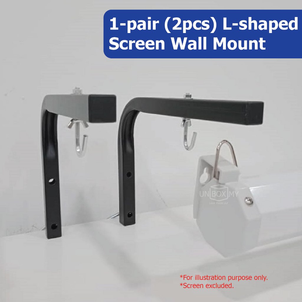 1-pair (2ps) L-Shaped Steel Screen Bracket Wall Mount Holder Hook ...