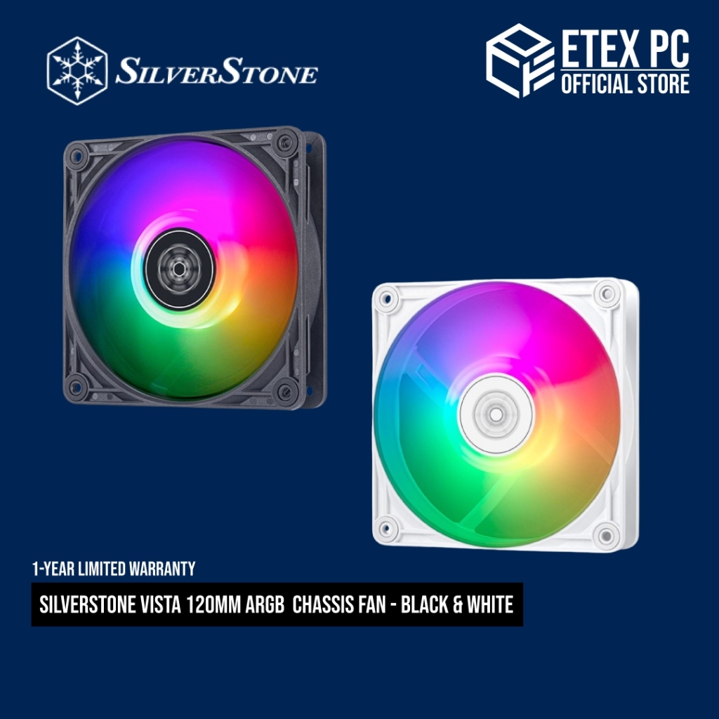 Silverstone VISTA 120 ARGB 120mm Chassis Fan - Black & White # SST ...