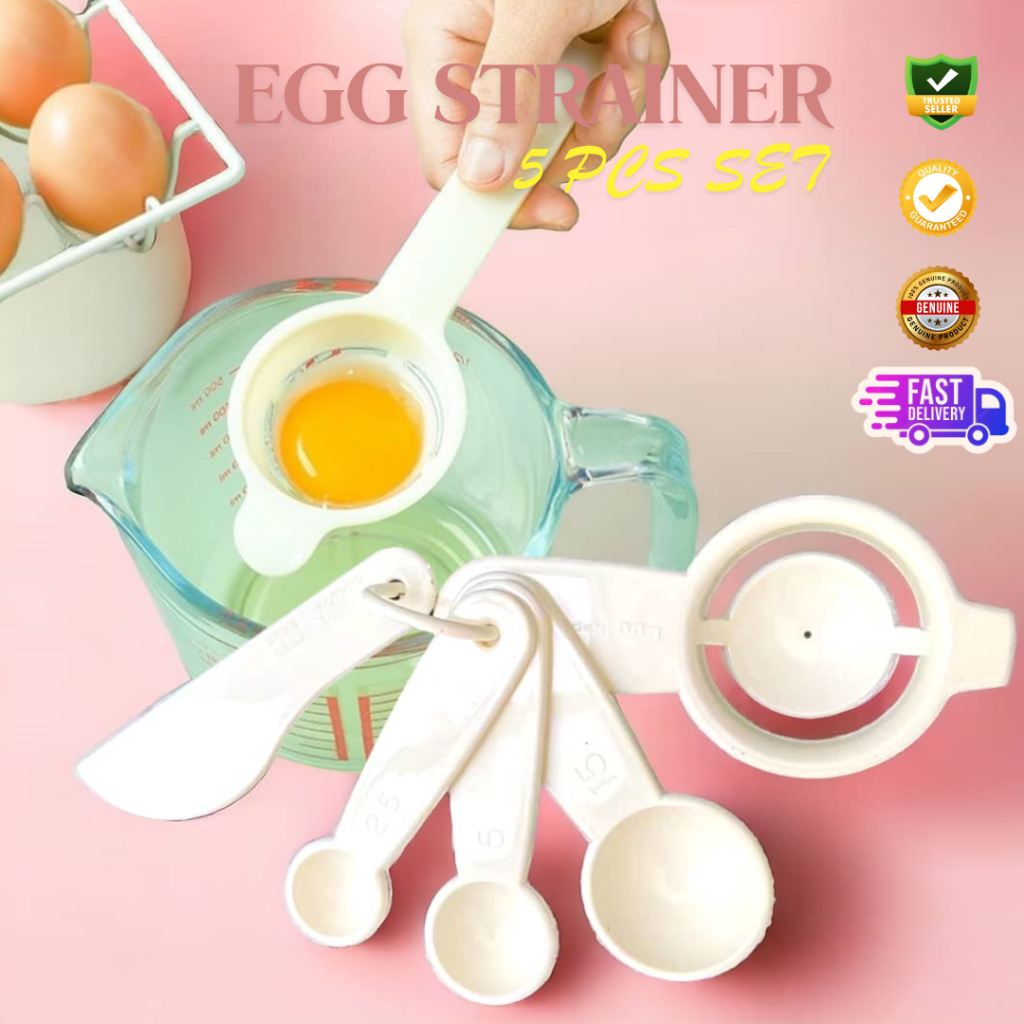 5IN1 EGG STRAINER WITH MEASURING SPOON SET/ISOLATOR KUNING TELUR/SUDU ...