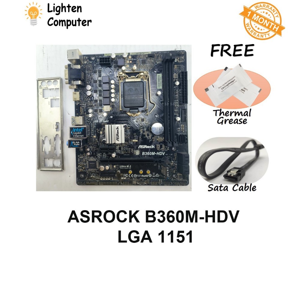 【USED】ASROCK B360M-HDV | B360 | LGA 1151 | INTEL 8/9th GEN MOTHERBOARD ...