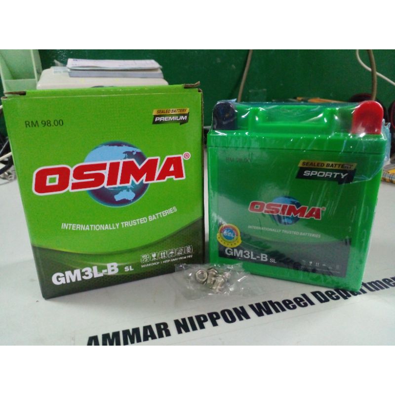 Battery GM3L-B SL OSIMA (Free Maintenance) Dry battery tak perlu tambah ...