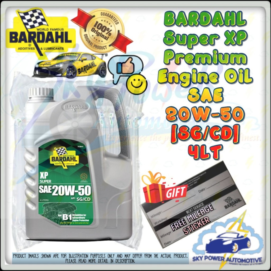 BARDAHL SUPER XP Premium Mineral Superior Petrol Engine Oil SAE 20W-50 20W50 SG/CD 4L 4LT ...