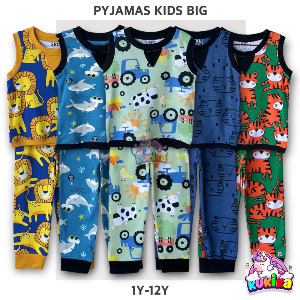 3Y 4Y 7Y 8Y 9Y 10Y •SKL SHKL• PYJAMAS SINGLET FULL PRINTED COTTON ...