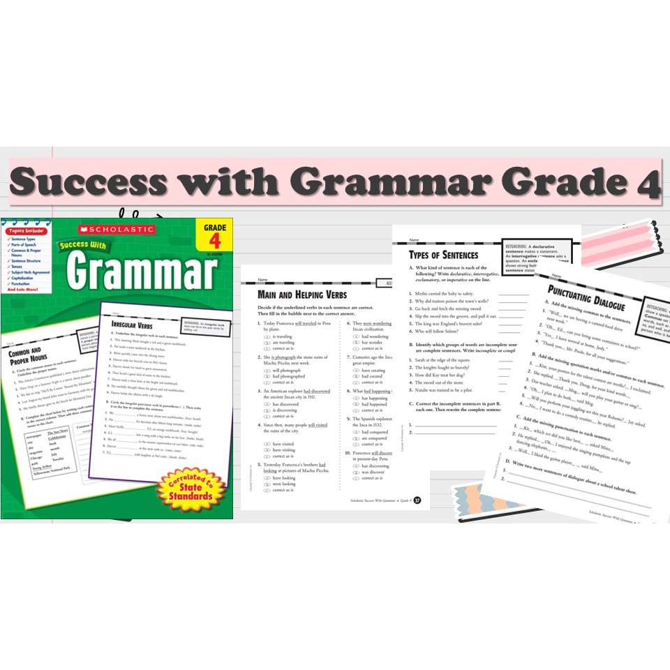 [PRE328] 65 pages Scholastic Success with Grammar Grade 4 Worksheet for ...