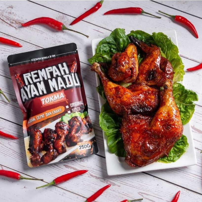 Rempah ayam madu tokma extra pedas 250gram per pack untuk bbq perapan ...