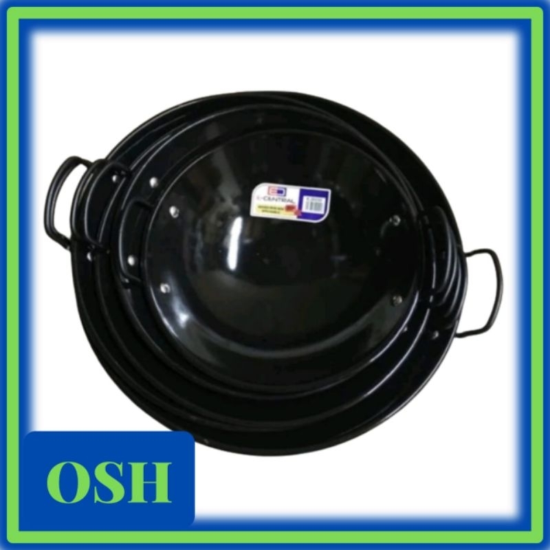 Iron Wok | Black Enamel Wok | Double Handle Enamel Wok | Stir-Fry Wok ...