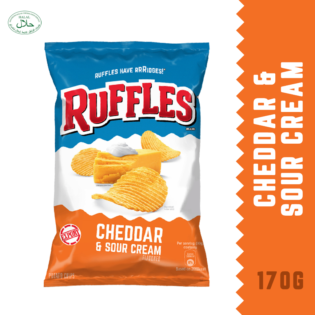 Ruffles Cheddar & Sour Cream 170g / Ruffles Kerepek Kentang Perisa ...