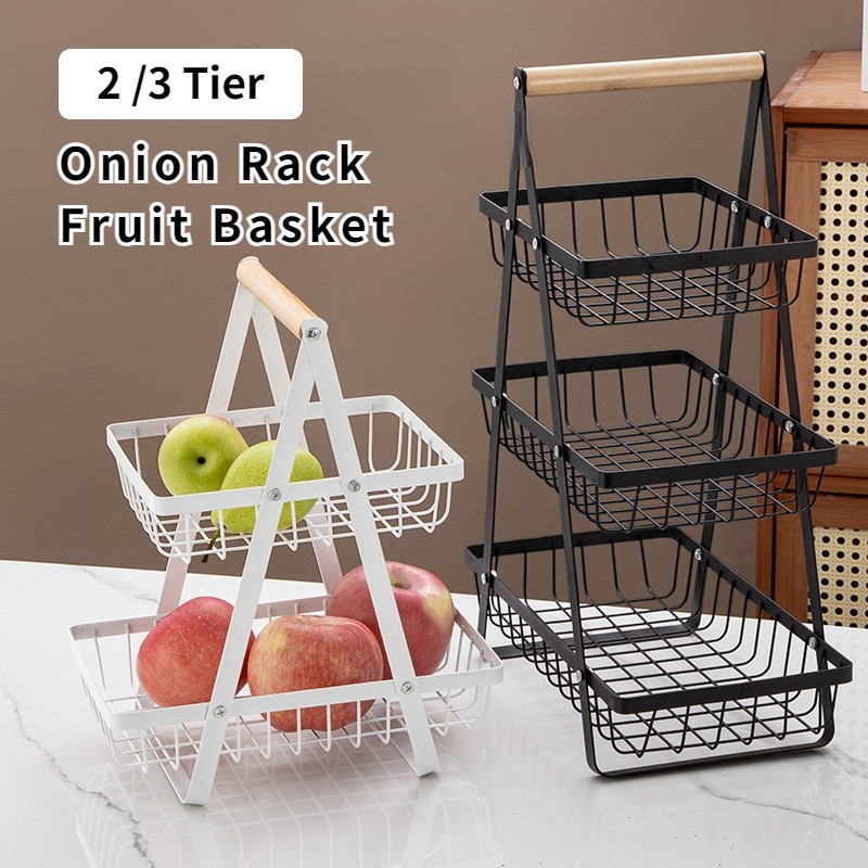 2 /3 Tier Onion Rack Fruit Basket Rak Vegetable Storage Kitchen Rack ...