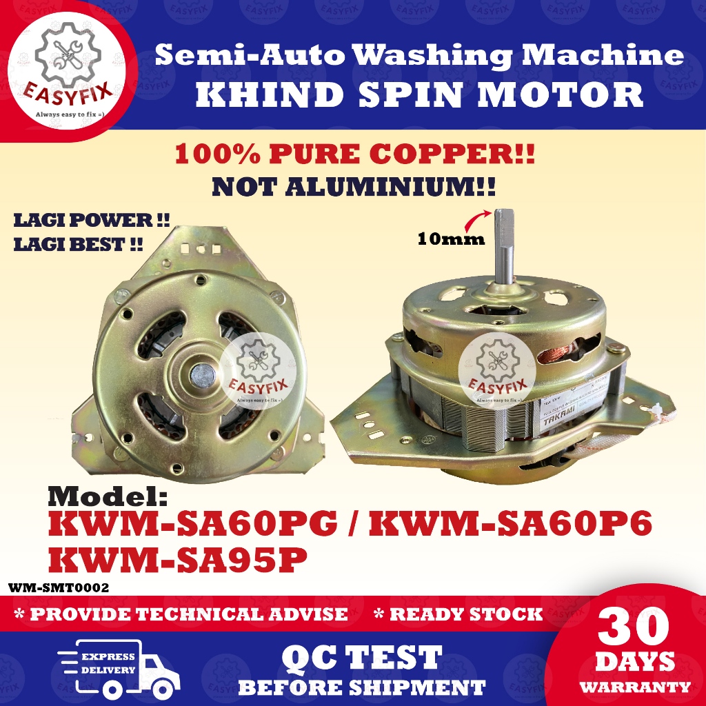 KWM-SA60PG / KWM-SA60P6 / KWM-SA95P KHIND Spin Motor Semi-Auto Washing ...