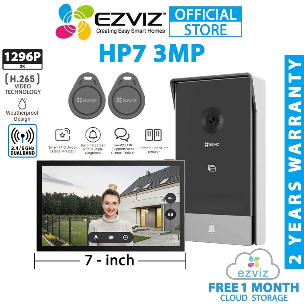 EZVIZ HP7 2K 3MP Smart Home Video Doorphone Dual Band Two Way Talk ...