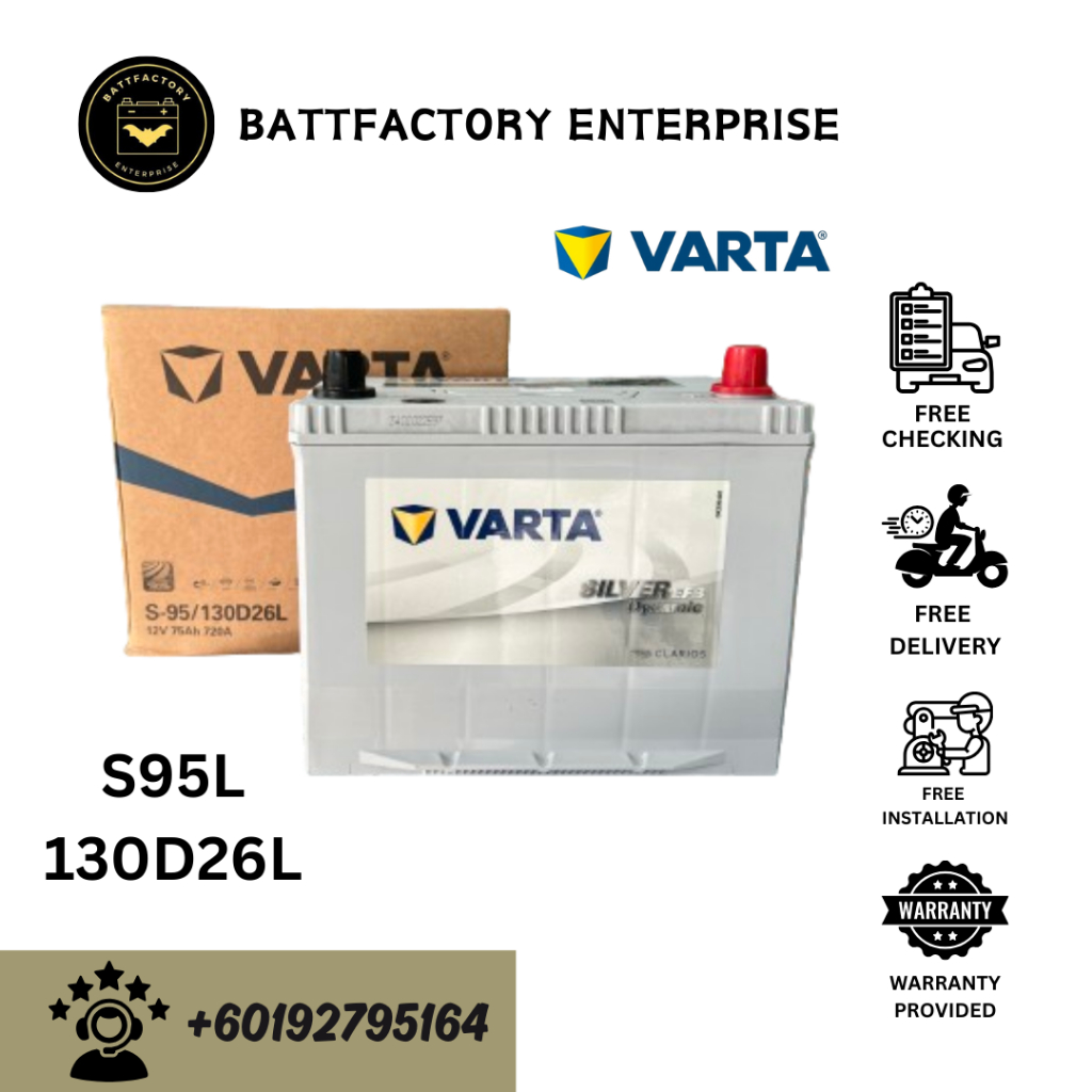 PREMIUM CAR BATTERY - VARTA S95L 130D26L 75AH 720CCA SILVER DYNAMIC | Shopee Malaysia