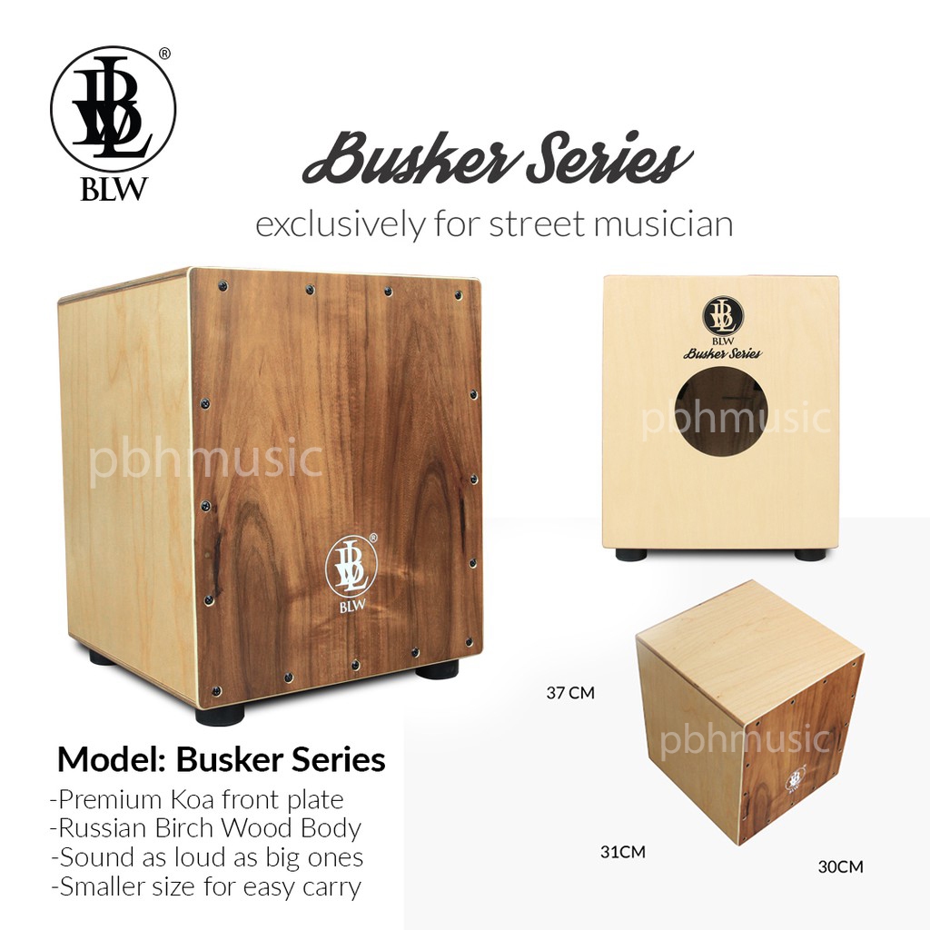 BLW Easy Carry Cajon Busking Rhythm Hand Drum Box Deluxe Buskers Cajon ...