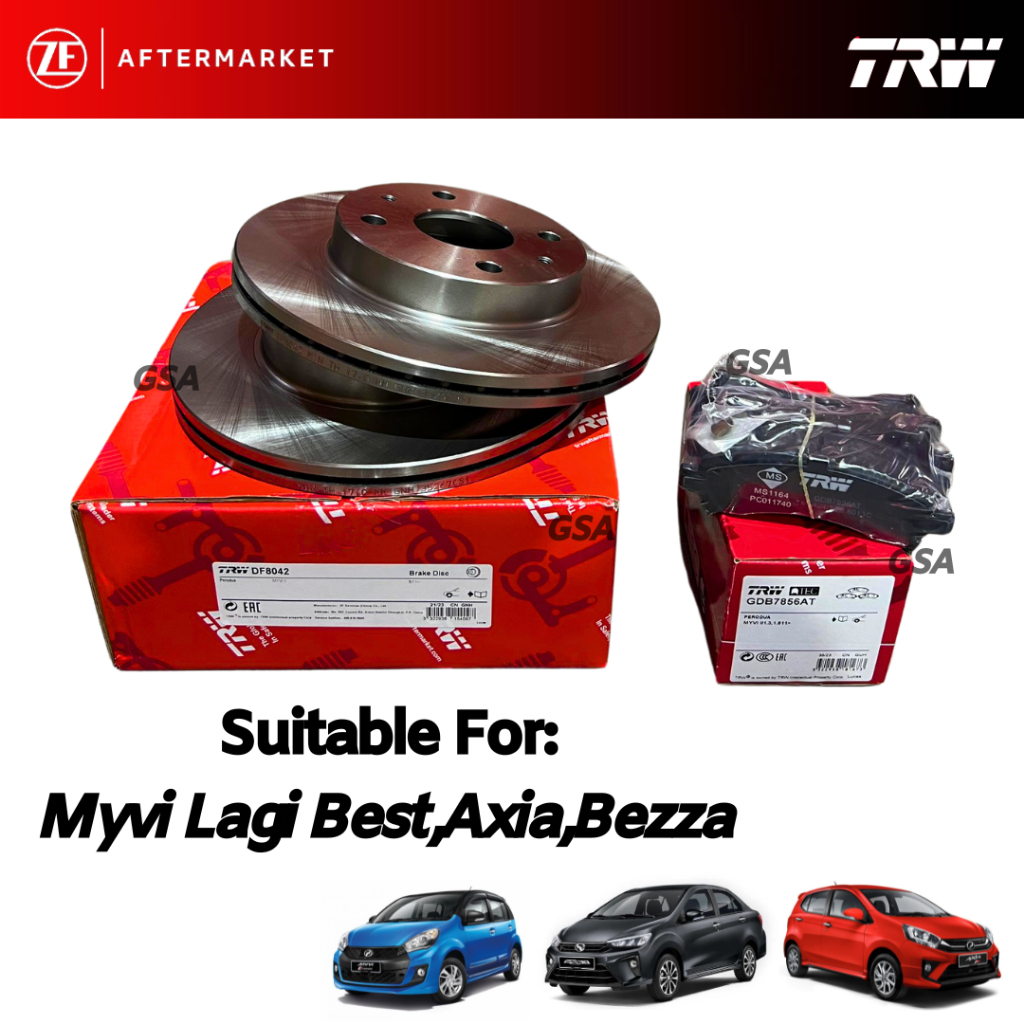 TRW Myvi Lagi Best, Axia, Bezza Front (Depan) Disc Rotor (2 PCS) With ...