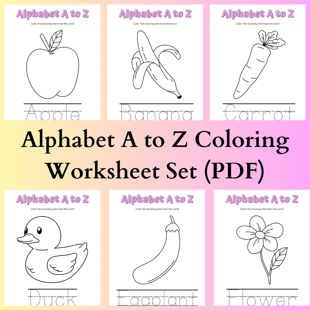 [PDF] Alphabet A to Z Coloring Worksheet Set-Practice Writing/Colour ...