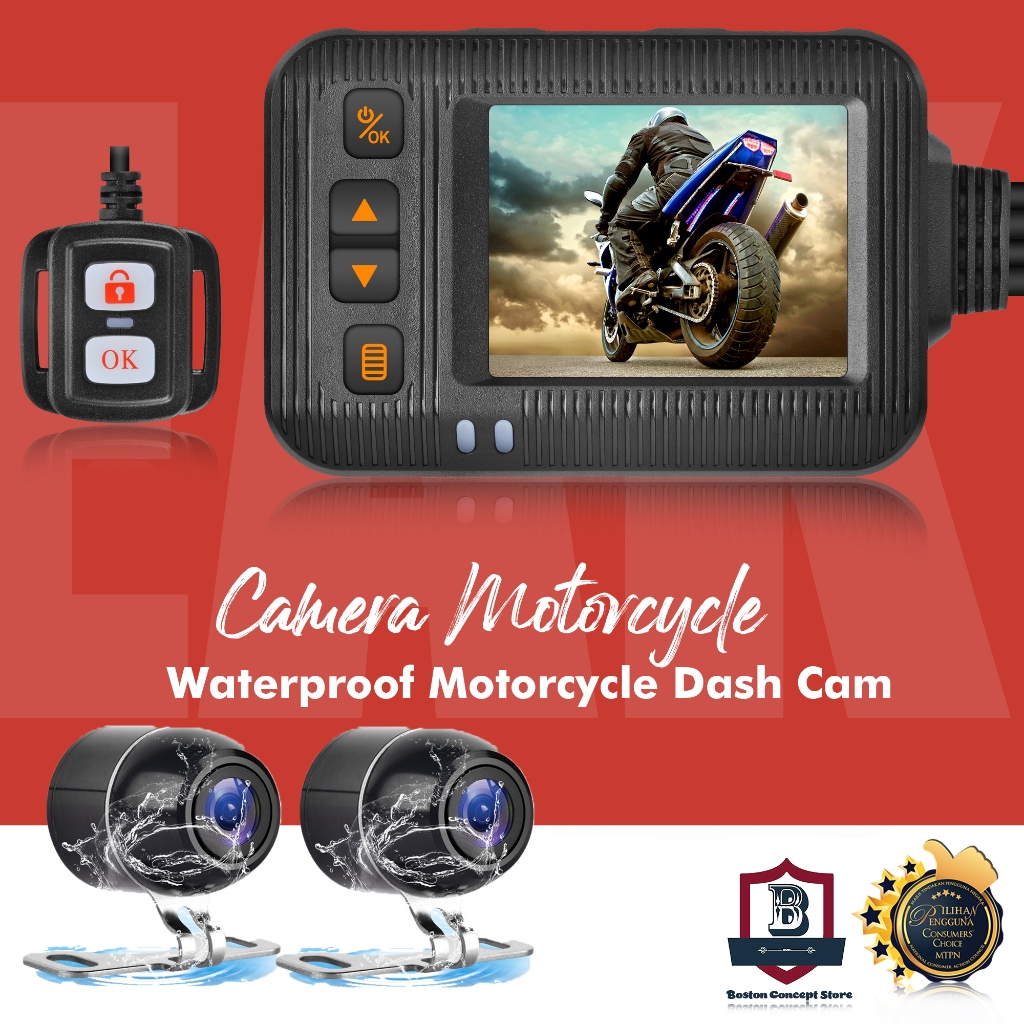 Waterproof Motorcycle Dash Cam 720P, 2.0" HD Screen Motorbike Camera ...