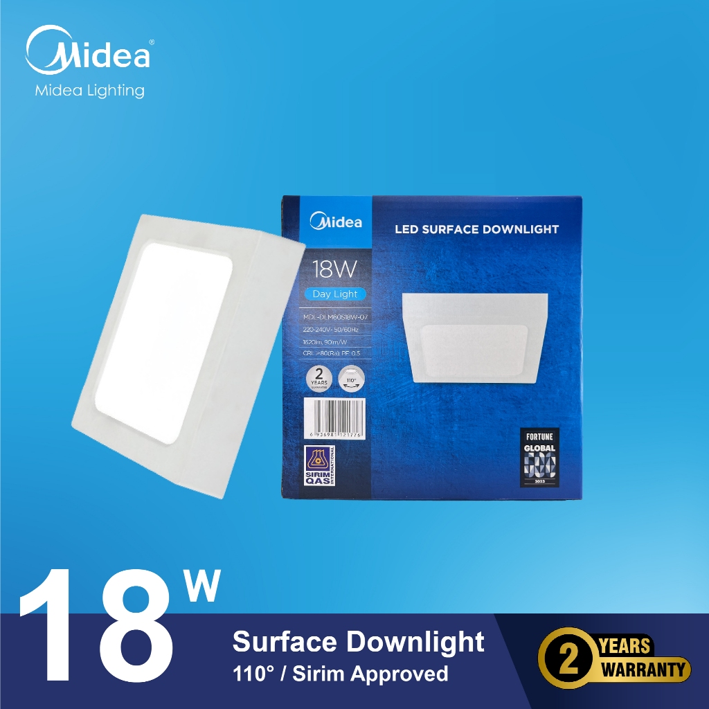 Midea Lighting Surface Downlight Square (18W) MDL-DLM60S18W-07 | Shopee ...