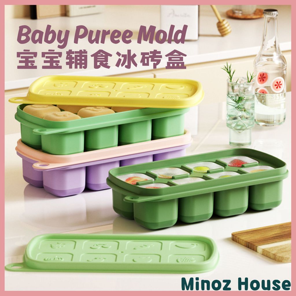 Baby Food Puree Mold 8 Cube Ice Tray for Freezing Food and Making Ice ...