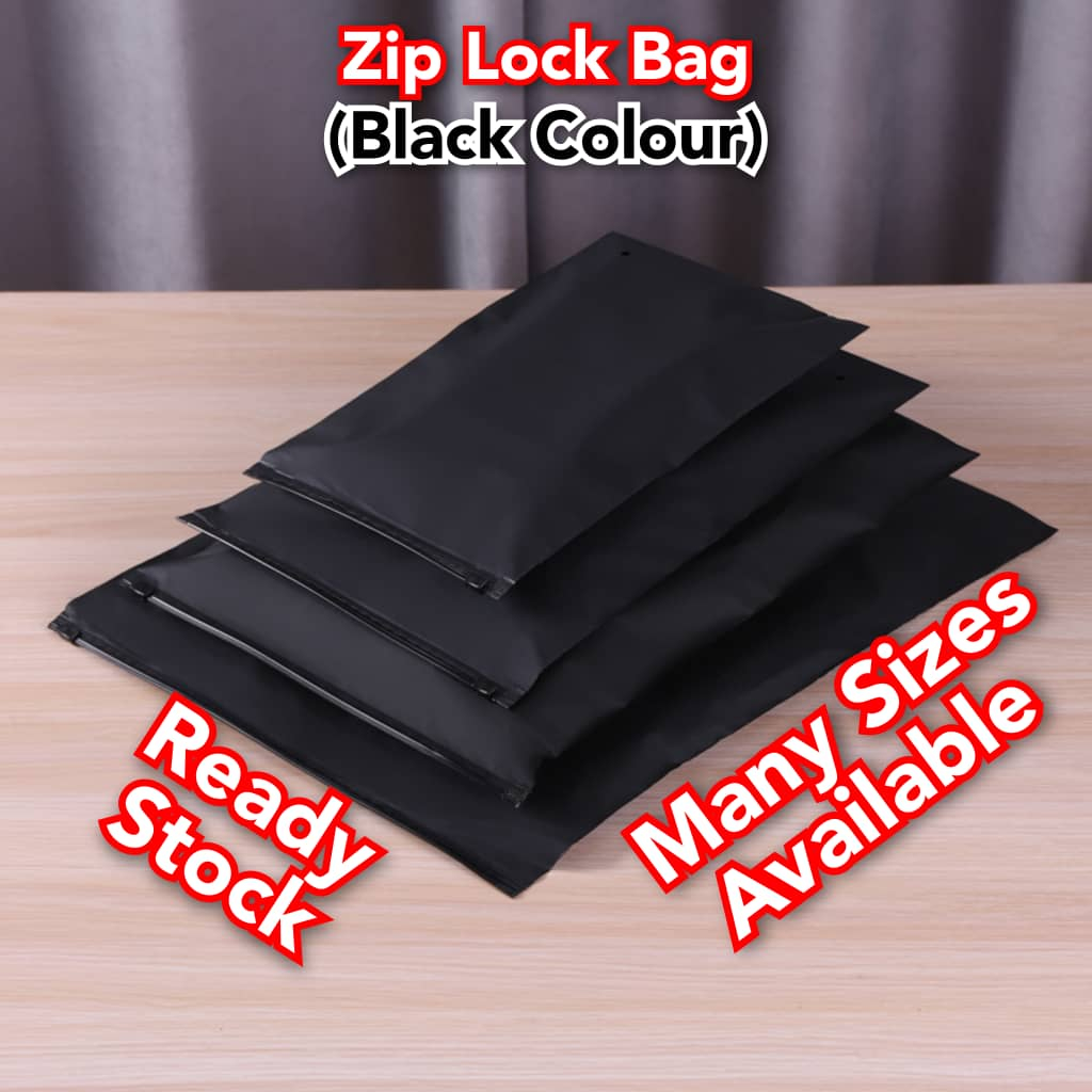 Zip Lock Bag Black Colour Ready Stock Zip Lock Plastic Bag For Storage ...