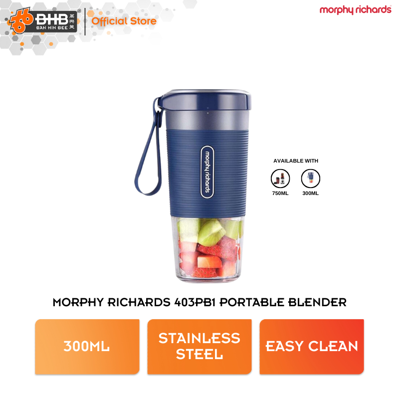 Morphy Richards Portable Blender 403PB1 300ML Smart Lock protection 750ML 2 Speed Setting 403035 ...