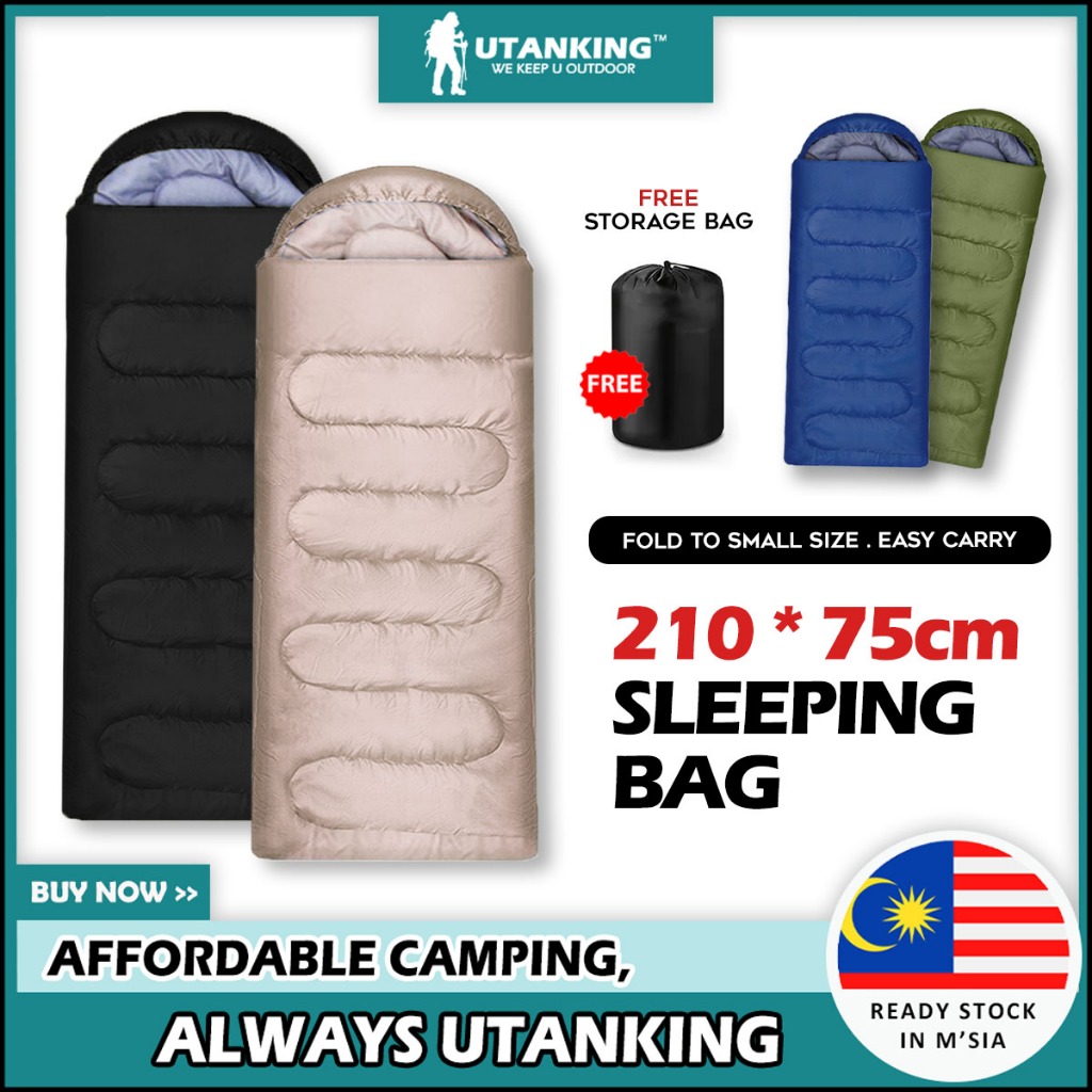 UtanKing™ Premium Sleeping Bag Hooded Sleep Bags Camping Hiking Warm ...
