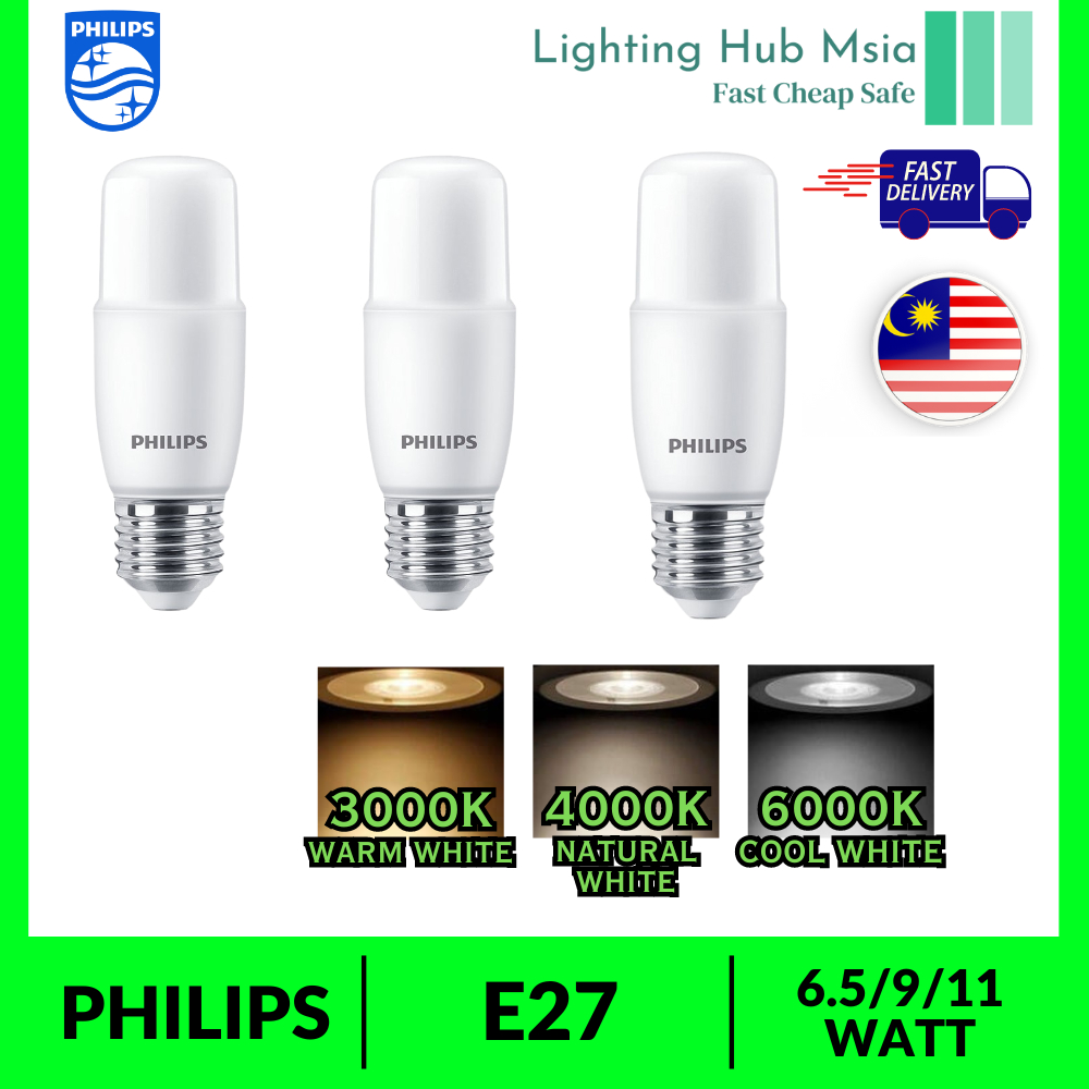 PHILIPS E27 LED STICK BULB 6.5/9/11W ESS 3000/4000/6000K | Shopee Malaysia