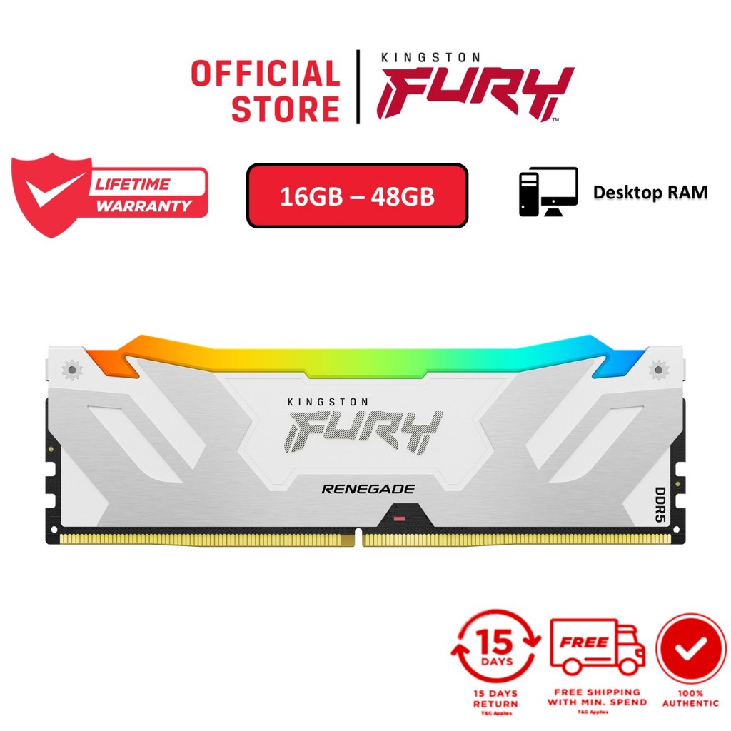 Kingston Fury Renegade RGB DDR5 White 6000MHz/6400MHz/7200Mhz High ...