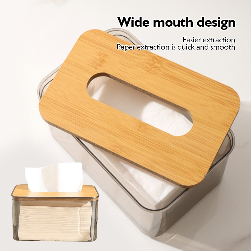 Tissue Box Wood Cover Transparent Tissue Storage Box Kotak Tisu Paper ...
