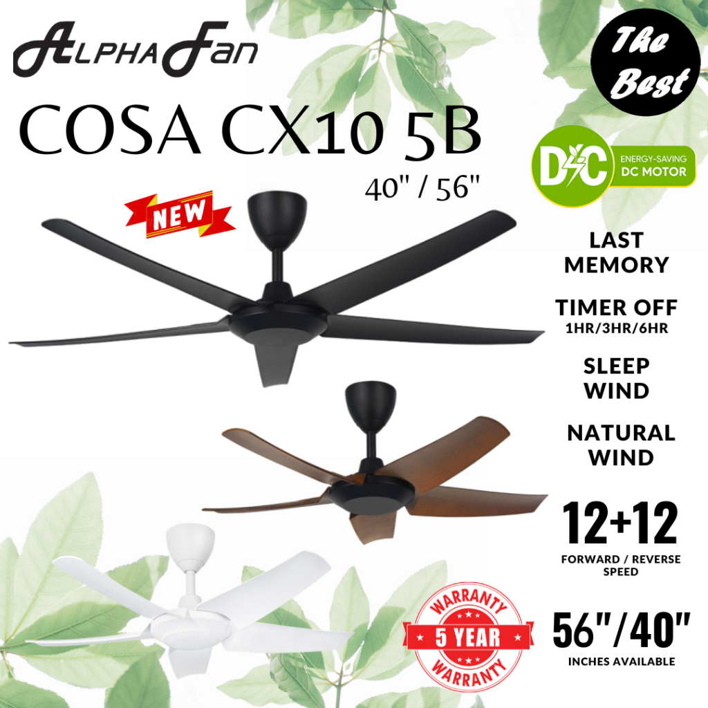 Alpha Cosa CX10 5B 56/40 Inches DC Motor 12 RF Speed Remote Control Ceiling Fan | Shopee Malaysia