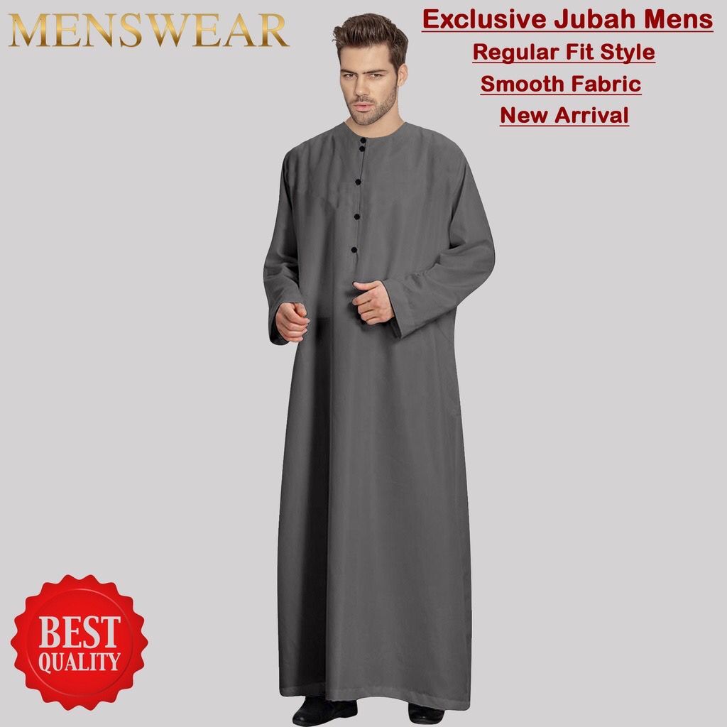 Jubah Round Neck Lelaki jubah Men Robe & Jubah premium soft comocrepe ...