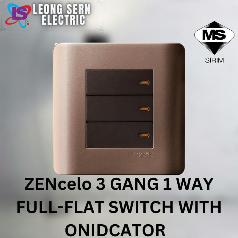 SCHNEIDER ZENcelo 16AX/20A 3 GANG 1 WAY FULL-FLAT SWITCH WITH ONIDCATOR ...